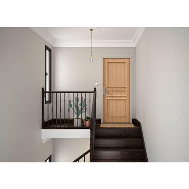 Bloc-porte palier EI30 Chêne ASTRID 38 dB à 3 points - Portes